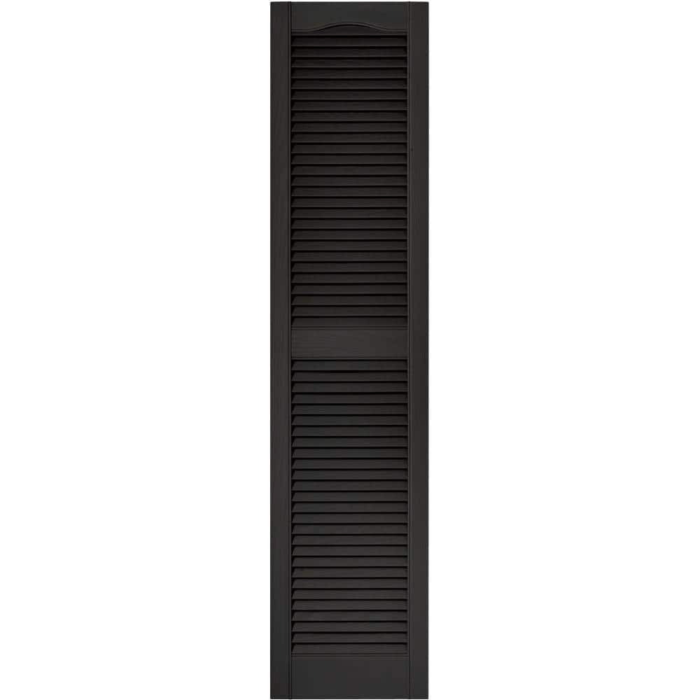 Builders Edge 15 in. x 64 in. Louvered Vinyl Exterior Shutters Pair in ...