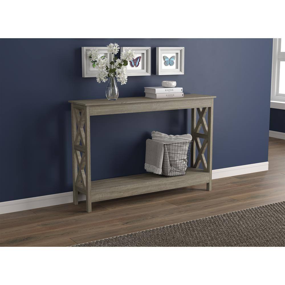 Safdie and Co. 47.25 in. L Rectangle Dark Taupe Wood Console Table with ...