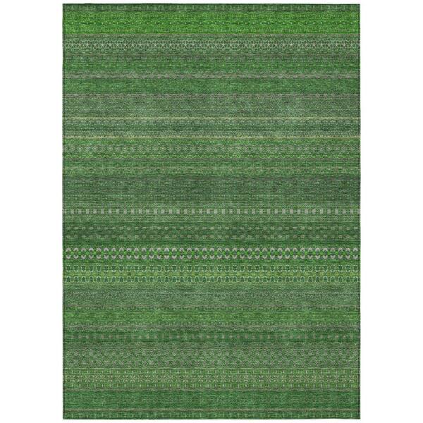 HomeRoots Fern Green 3 ft. x 4 ft. Woven Striped Polyester Rectangle ...