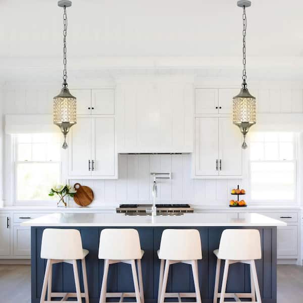 Oaks Aura Brillio 1-Light Chrome Elegant 6.7 in. Crystal Pendant Light ...