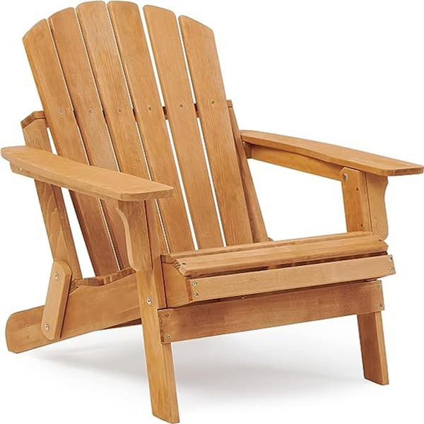 Tunearary Classic Light Brown Oversized Folding Adirondack Chair, Indoor Outdoor Garden Backyard ...