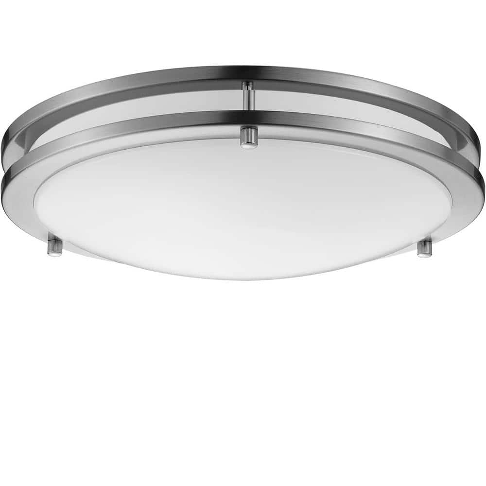 Sunlite 12 in. 1-Light Brushed Nickel Selectable LED Flush Mount ...