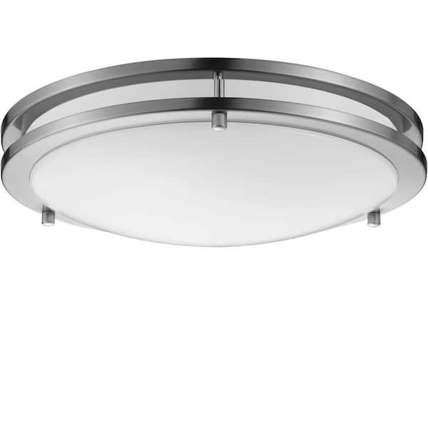 Sunlite 12 in. 1-Light Brushed Nickel Selectable LED Flush Mount ...