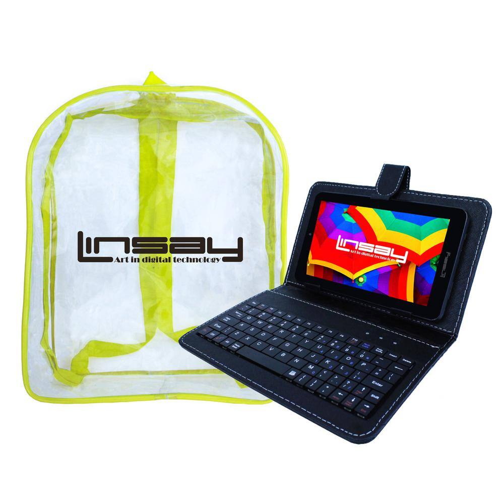 LINSAY 7 in. 64GB Android 13 Tablet with Black Keyboard and Backpack ...