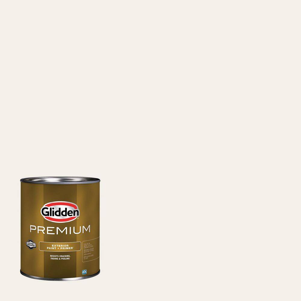 Glidden Premium 1 qt. PPG0998-1 Cotton Tail Flat Exterior Latex Paint ...
