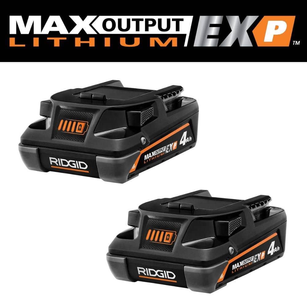 RIDGID 18V 4.0 Ah MAX Output EXP Lithium-Ion Battery 2-Pack AC840041 ...