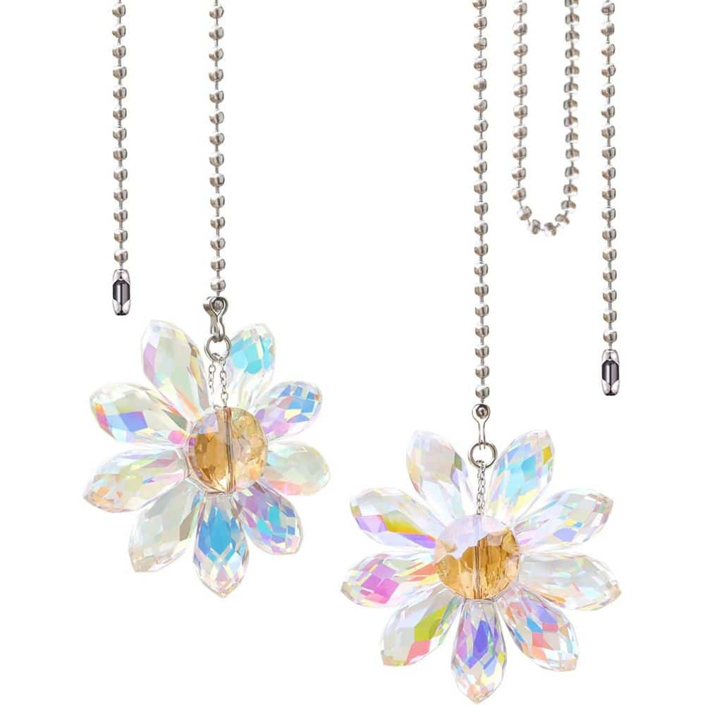 phyfalip Ceiling Fan 1.8 in. Crystal AB Pull Chains with Connector 2 ...