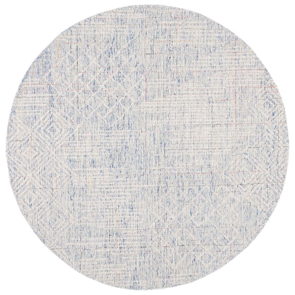 SAFAVIEH Metro 6 ft. x 6 ft. Blue/Ivory Geometric Marle Round Area Rug ...