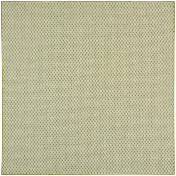 Nourison Courtyard Ivory Green 8 ft. x 8 ft. Square Solid Geometric ...