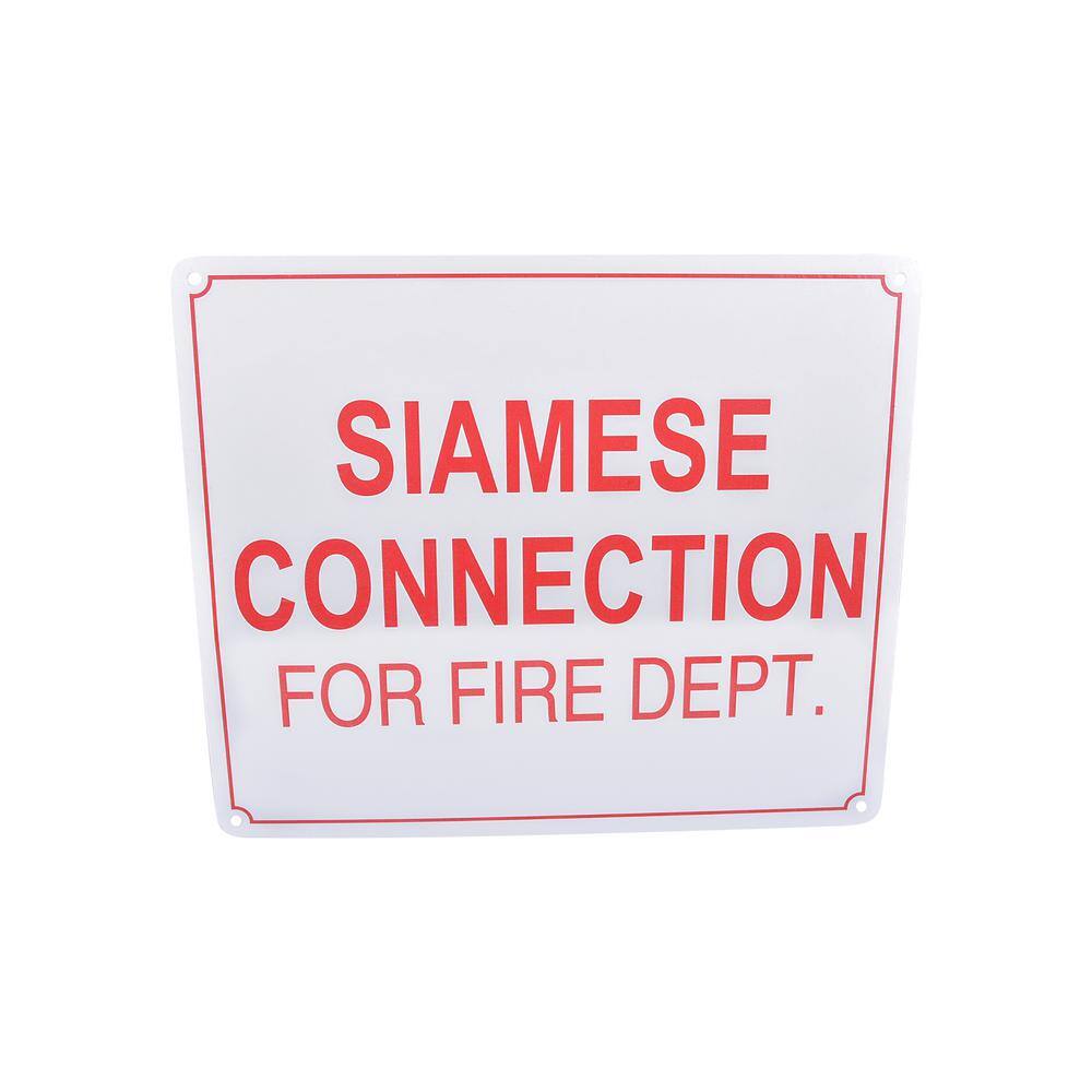 PLUMBFLEX 10 in. x 12 in. Aluminum Fire Safety Sign Siamese Connection ...