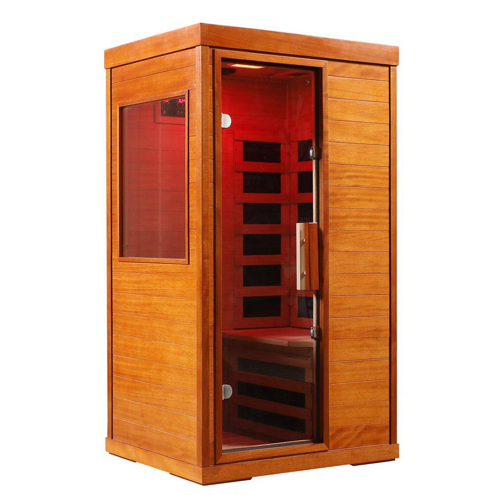 LIVACA 1-Person Far Infrared Indoor Dry Sauna with 6 Low-EMF Carbon ...