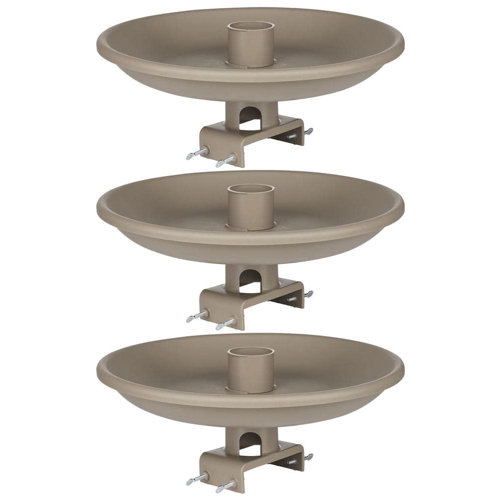 150-Watt Outdoor Plastic Heated Birdbath with Deck Mount and Perch (3 ...