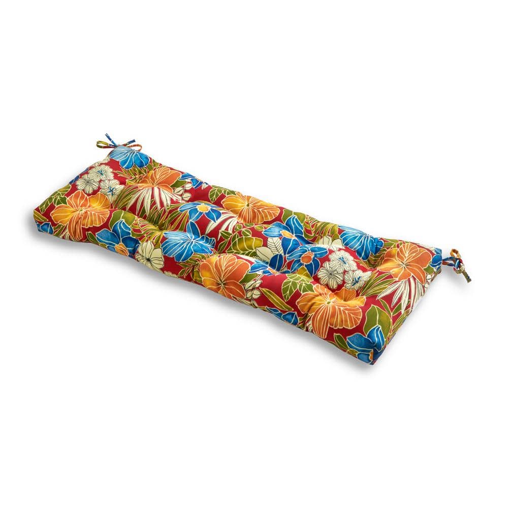 Greendale Home Fashions Aloha Floral Red Rectangle Outdoor Bench ...