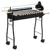 Siavonce Portable Charcoal BBQ Grills in Black, Outdoor Steel ...