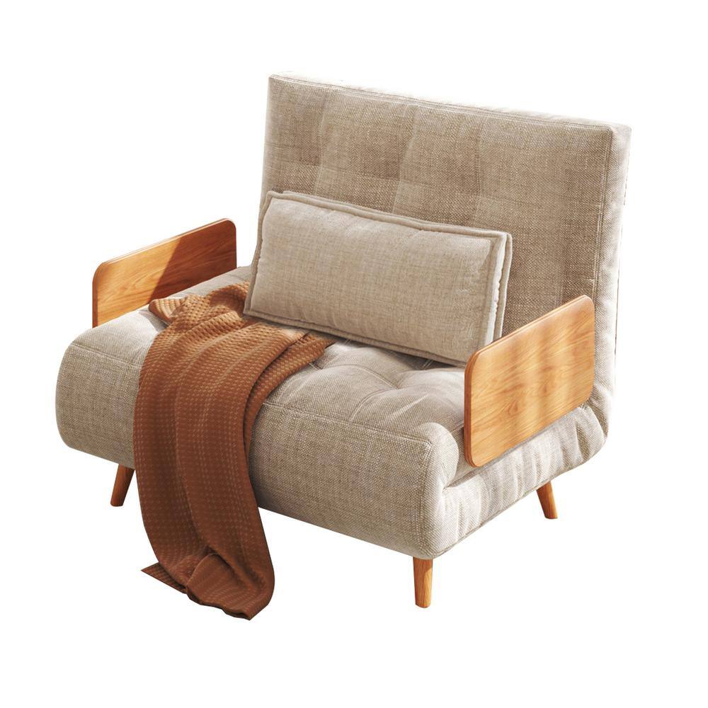 JASIWAY 30.9 in. Beige Folding Linen Sofa Bed J-P2206Y-07-BE - The Home ...