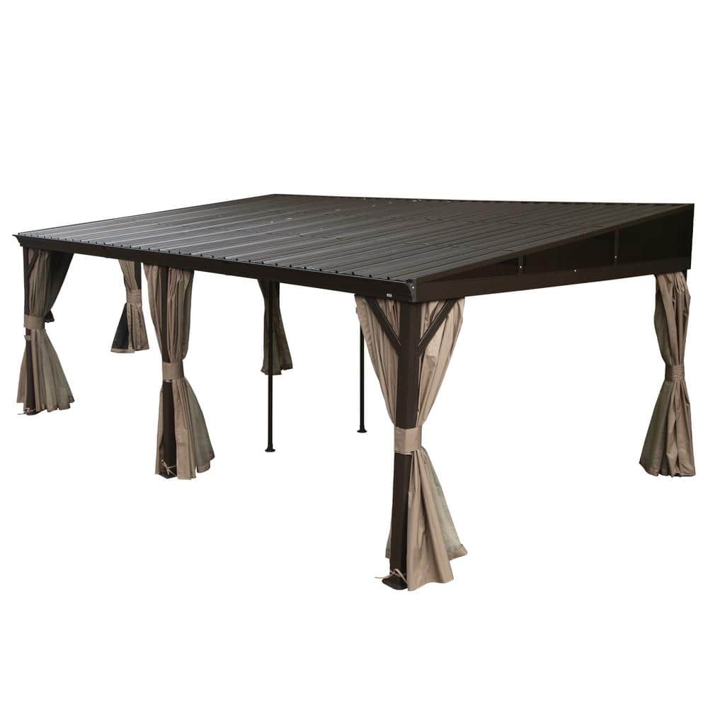 domi outdoor living Lean-to Series 12 ft. x 20 ft. Wall-Mounted Hardtop ...