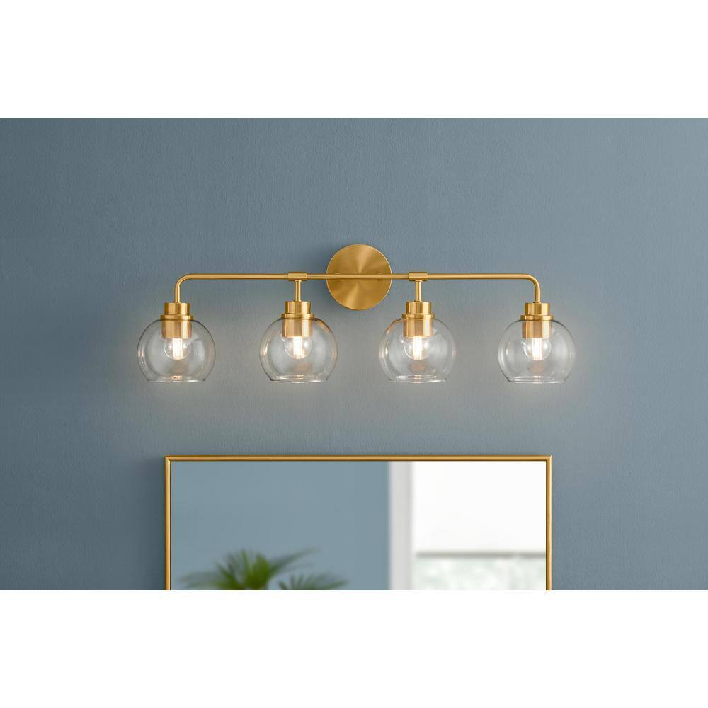 Hampton Bay Vista Heights 28 in. 4-Light Aged Brass Vanity Light HD ...