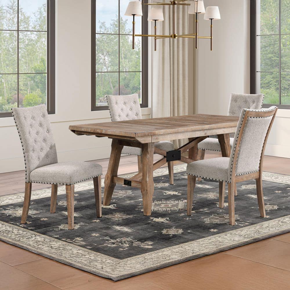 Steve Silver Riverdale 5 Piece Brown Wood Top Trestle Dining Room Set ...