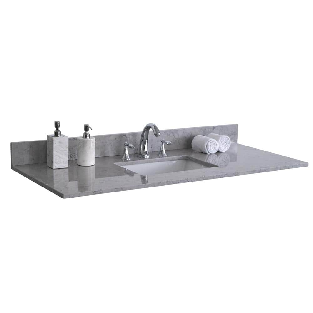 JimsMaison 37 in. W x 22 in. D Engineered Stone Composite Calacatta ...