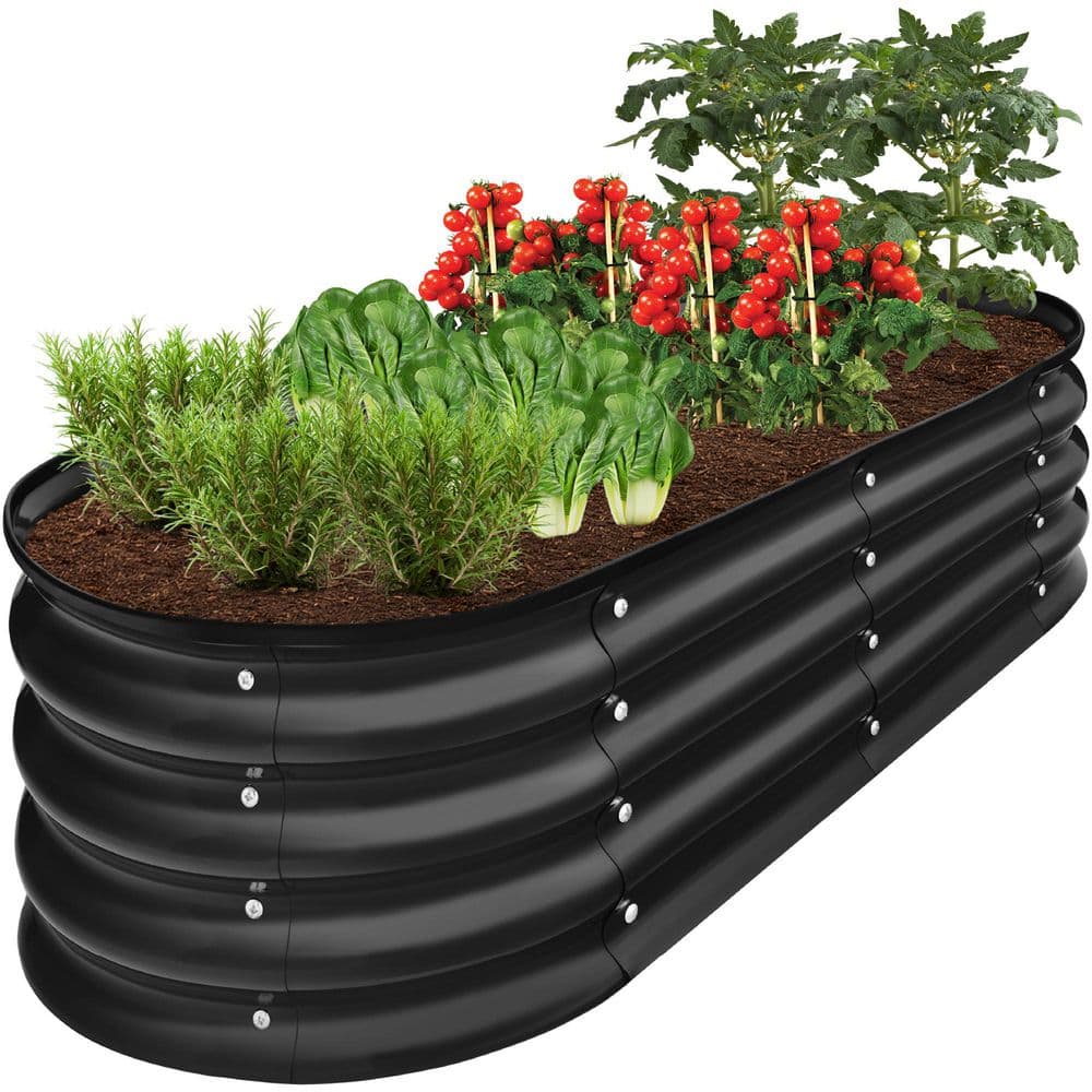 Best Choice Products 4 ft. x 2 ft. x 1 ft. Black Oval Steel Raised ...