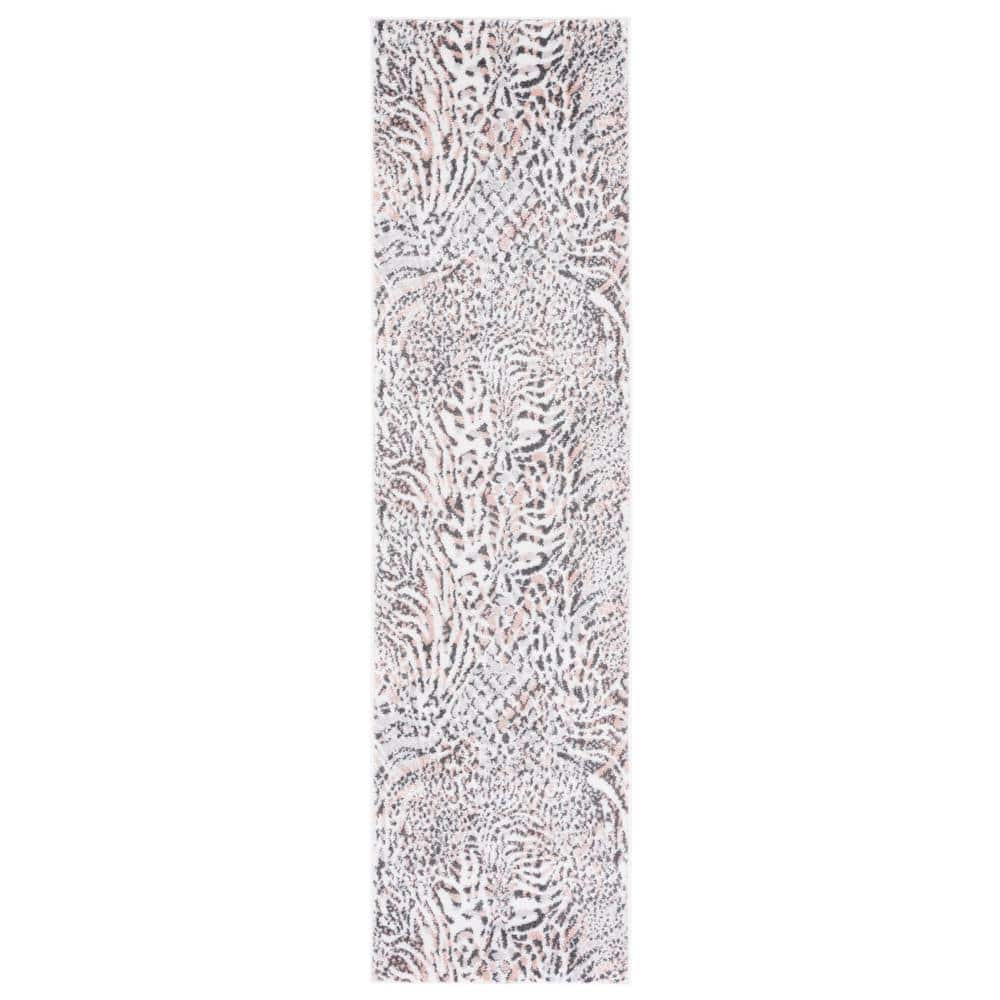 SAFAVIEH Amsterdam Ivory/Blush 2 ft. x 8 ft. Animal Print Runner Rug ...