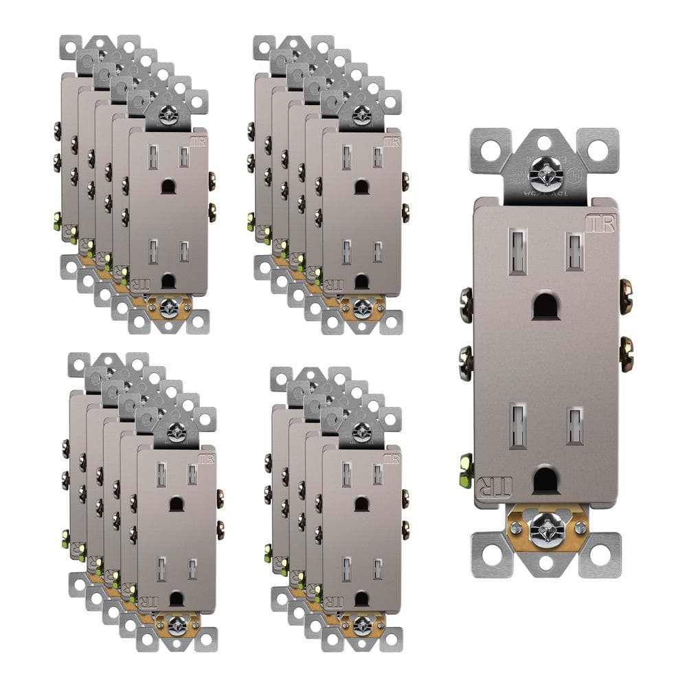 ENERLITES 15-Amp Decorator Duplex Outlet Receptacle, Tamper Resistant ...