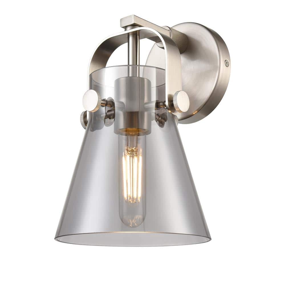 Innovations Pilaster II Cone 1-Light Satin Nickel Wall Sconce with ...