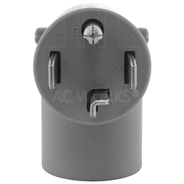 AC Works ev1430ms EV Charging Adapter NEMA 14 30P 4 Prong Dryer Plug to Tesla Electrical Vehicle Charging