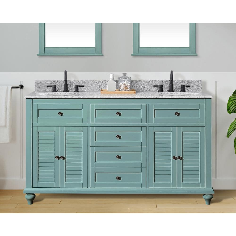 Home Decorators Collection Hamilton 61 in. Double Sink Sea Glass Bath ...
