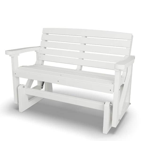 WILDRIDGE Classic 2-Person White Plastic Outdoor Glider LCC-209-BW ...