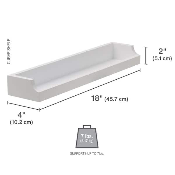 Melannco 18 in. L x 4 in. W x 2 in. D H White MDF Wood Floating Curve Decorative Wall Shelves 18 Inch Set of 2 without Brackets 5275333