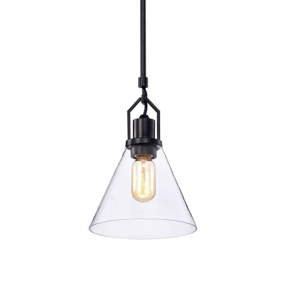 Edvivi Aria 1-Light Matte Black Modern Mini Pendant Light with Clear ...