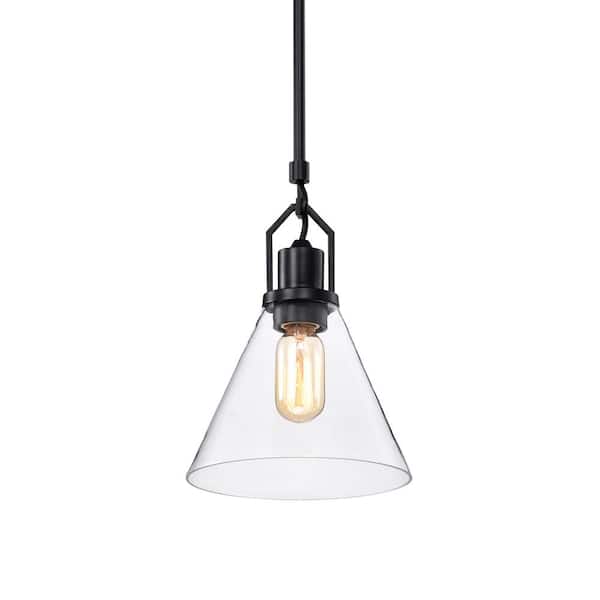 Edvivi Aria 1-Light Matte Black Modern Mini Pendant Light with Clear ...