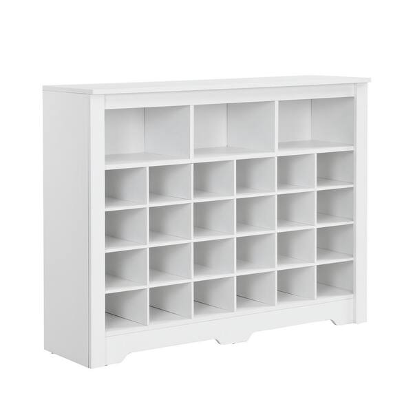 Harper & Bright Designs 35 in. H x 45.2 in. W White Modern Shoe Storage ...
