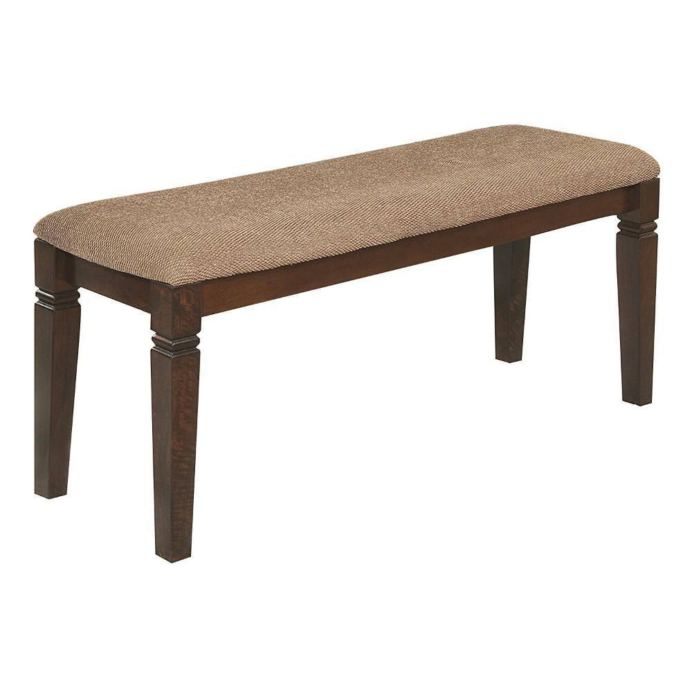 Benjara 44 in. Dark Brown Backless Bedroom Bench with Fabric Seat and ...