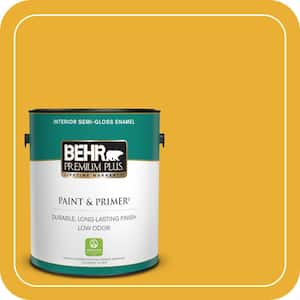 BEHR PREMIUM PLUS 8 oz. #P280-7 Midsummer Gold Satin Enamel Interior ...