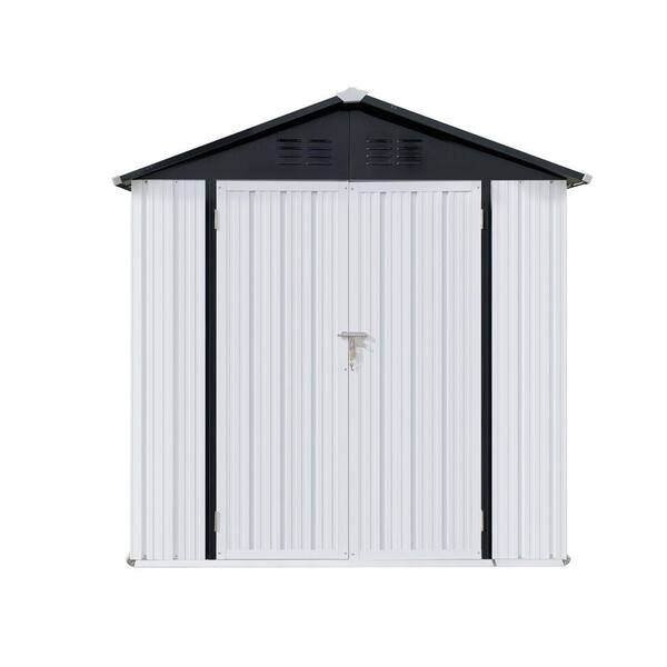 Daheat Outdoor Metal storage sheds 4FTx6FT Apex roof White+Black (22.59 ...