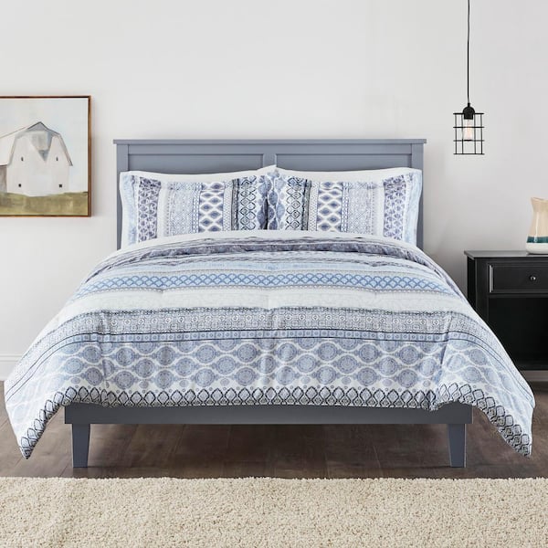 StyleWell Granbury Stone Gray Wood Queen Platform Bed (61.18 in. W x 48 ...