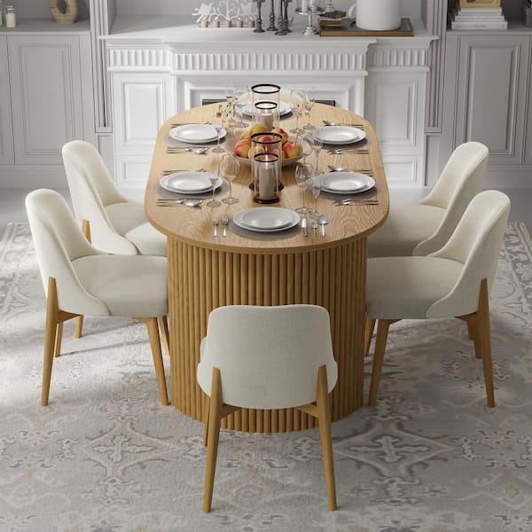Lirago Upholstered Modern Dining Chairs with Oak Legs Set of 4 HD TJS532