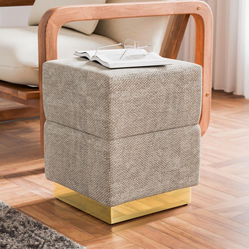 Furniture of America Ponzu Modern Gray Chenille Fabric Square Accent ...