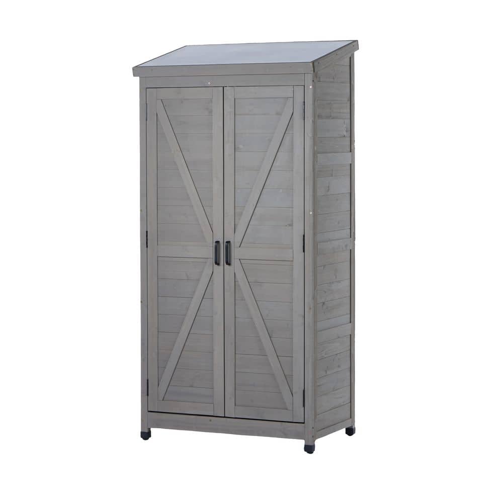 33.5 in. W x 20.5 in. D x 68 in. H Wood Outdoor Storage Cabinet ...