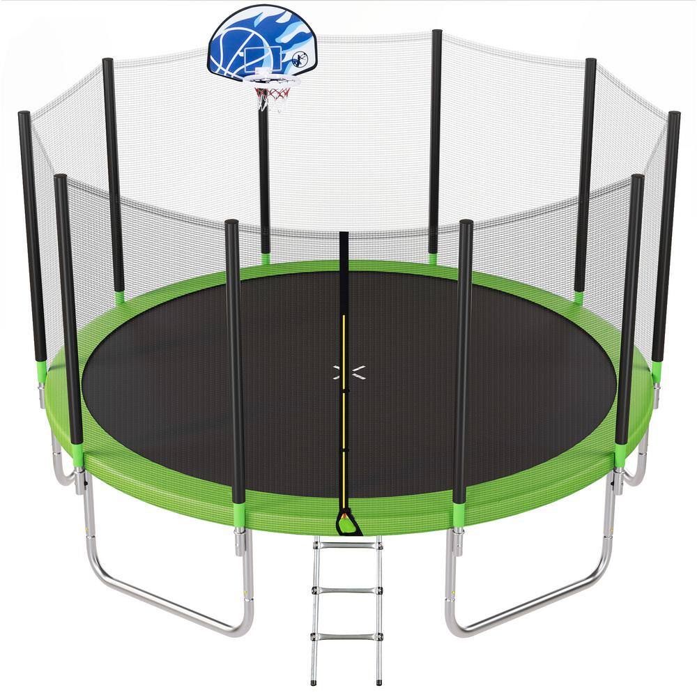 maocao hoom 15 ft. Outdoor Round Large Trampoline with Safety Enclosure ...