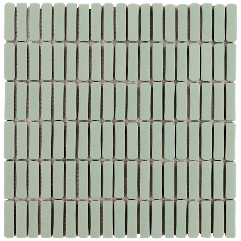 Ivy Hill Tile Nova Sage Green 4 in. x 0.23 in. Mini Brick Frosted Glass ...