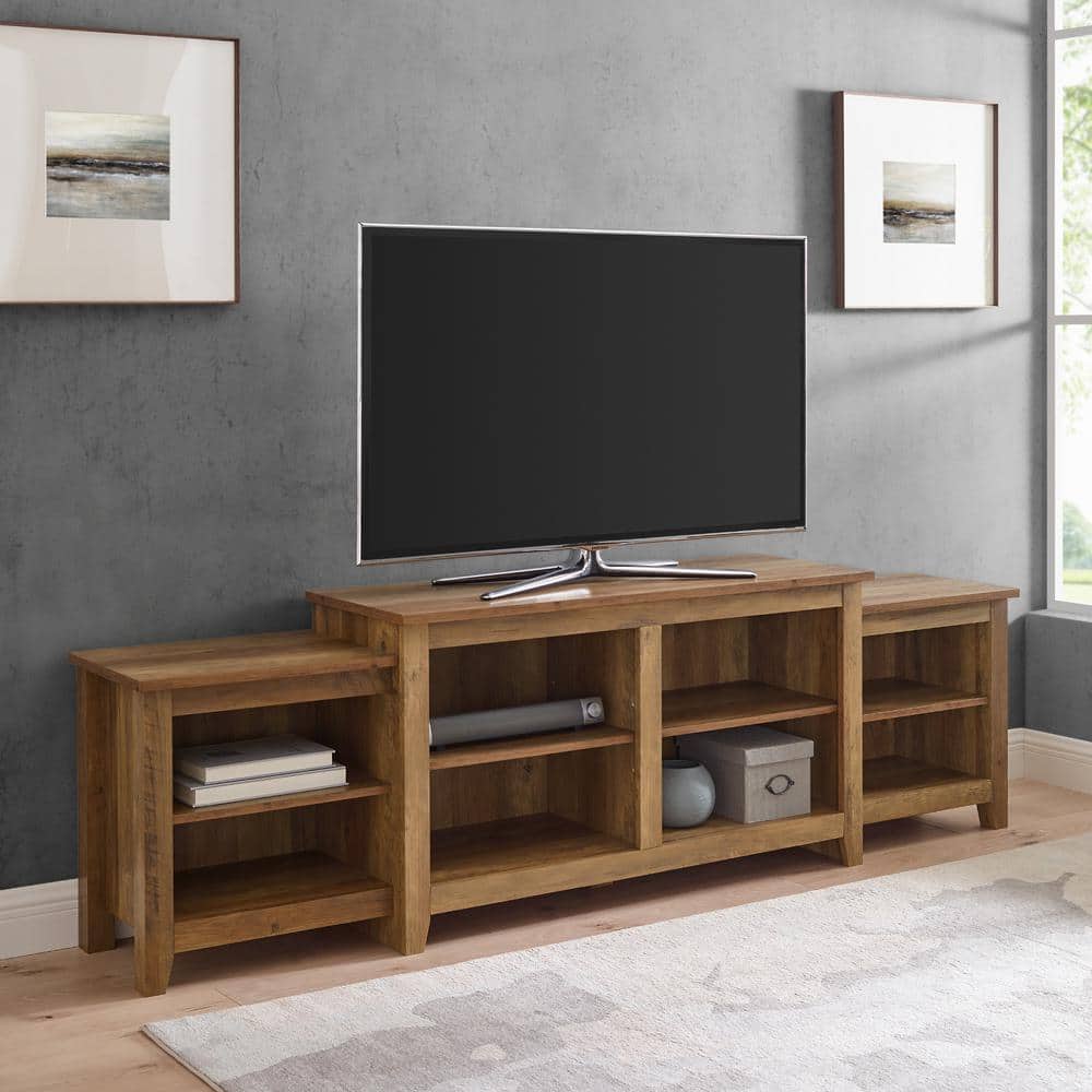 Welwick Designs Modern Transitional Rustic Oak TV Stand Fits TVs up to ...