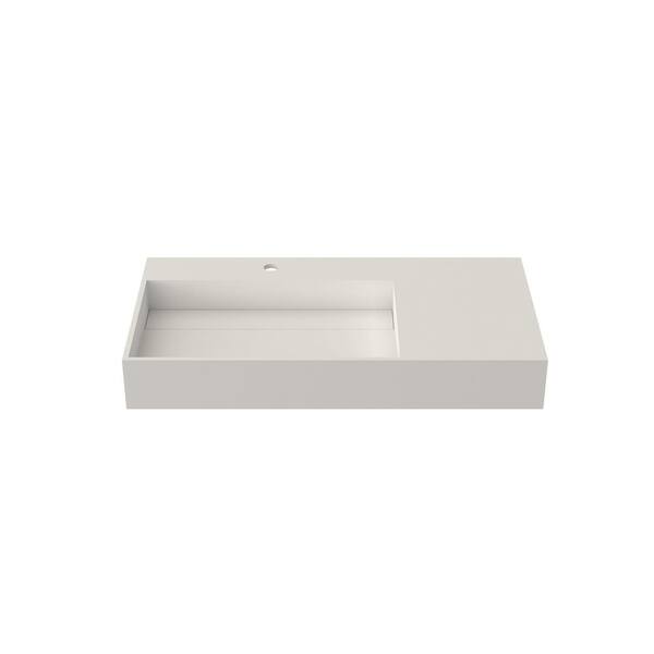 SJ STAR&JANE 36" Wall Mount Rectangle Sink, Solid Surface Bathroom Sink in White VS08003L - The ...