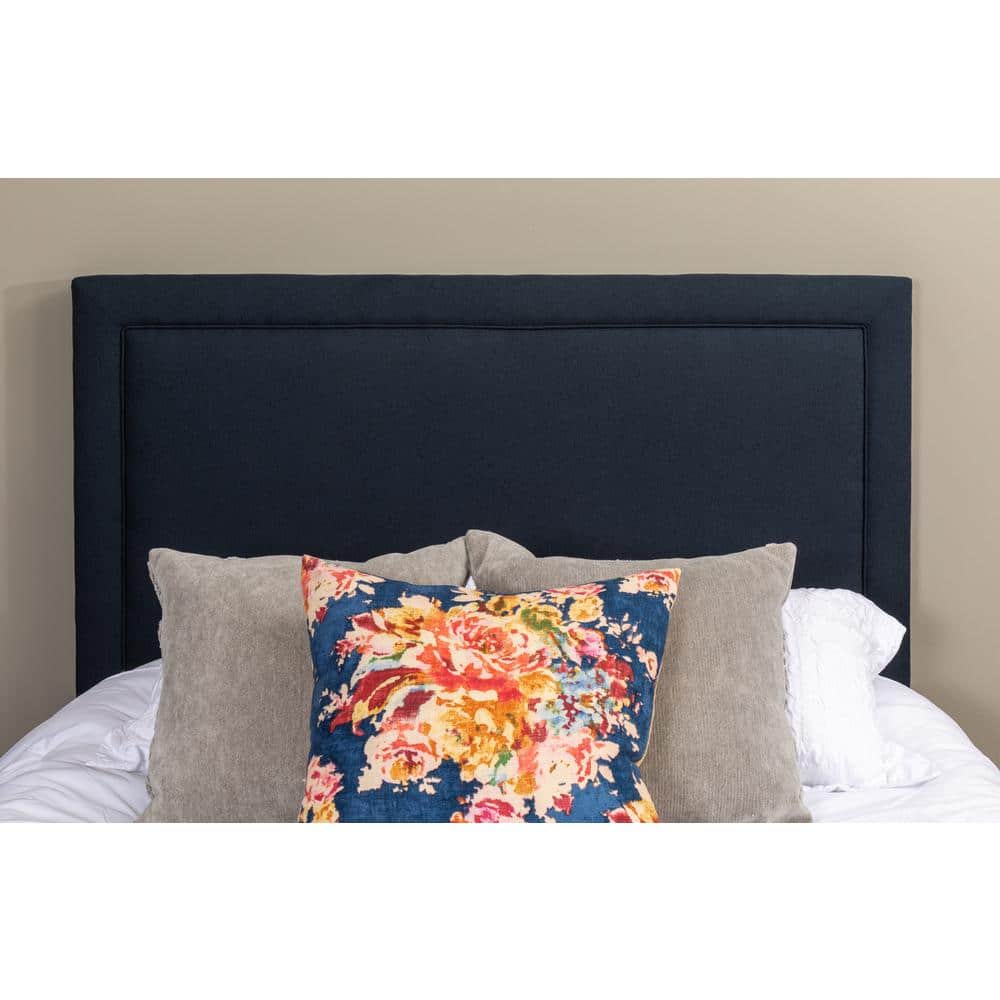 Leffler Home River 64.25 in. W Navy Blue Upholstered Queen Headboard ...