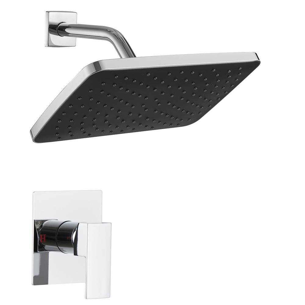 HOMEMYSTIQUE Single Handle 1-Spray Square Shower Faucet Set 2.5 Gpm ...