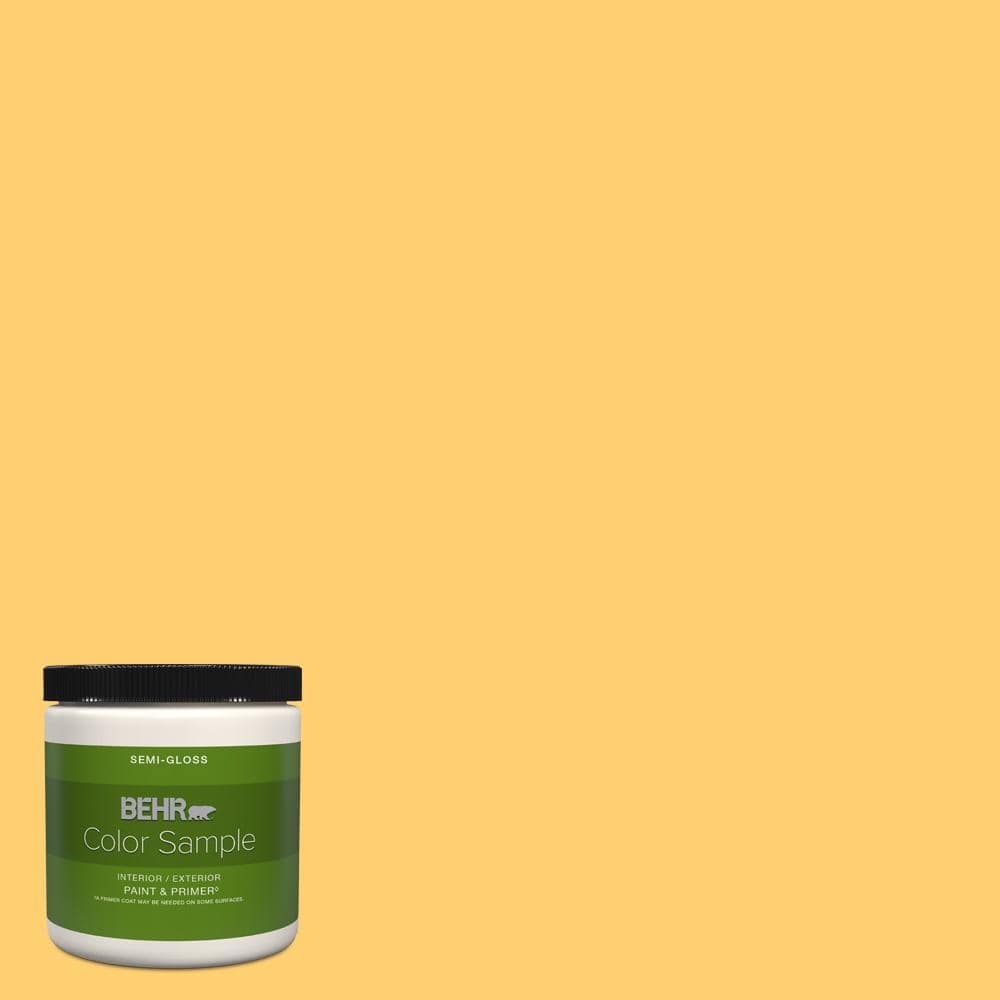 BEHR PREMIUM PLUS 8 oz. #320B-6 Mellow Yellow Semi-Gloss Interior ...