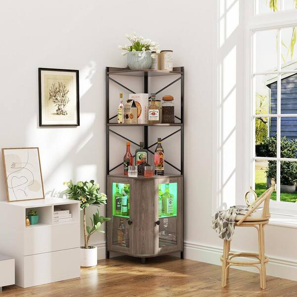 Rustic corner liquor cabinet store
