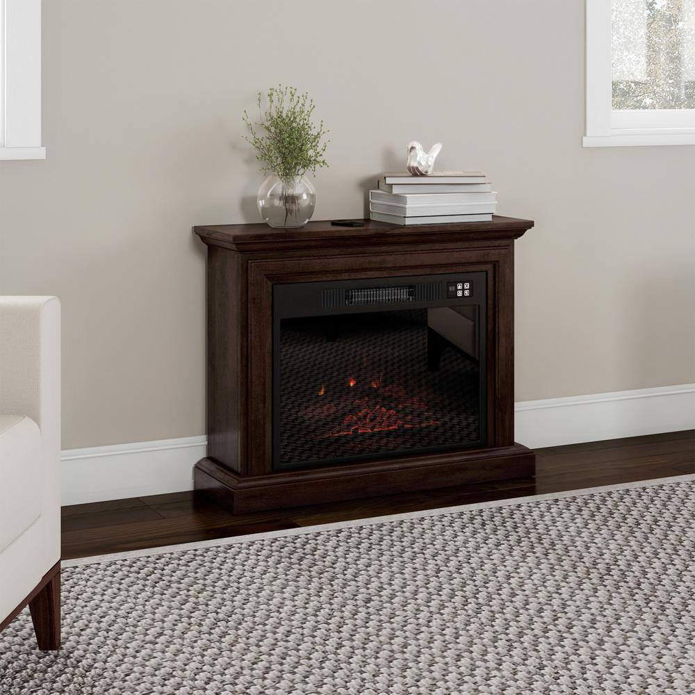 Buy 31 in. Mobile Electric Fireplace with Mantel in Brown Online at ...